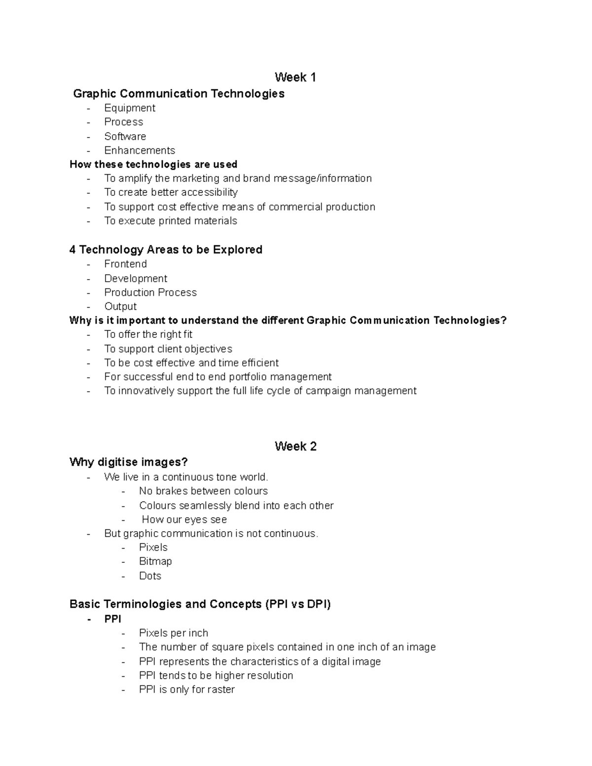 GCM 111 exam notes - Week 1 Graphic Communication Technologies ...