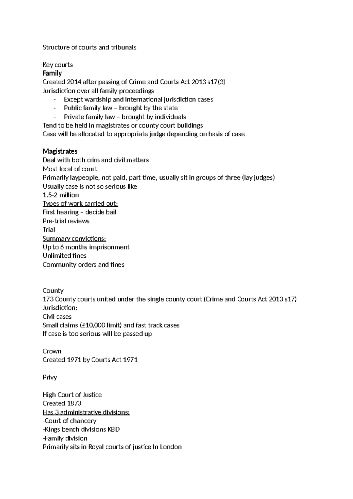 Structure of courts and tribunals - Studocu