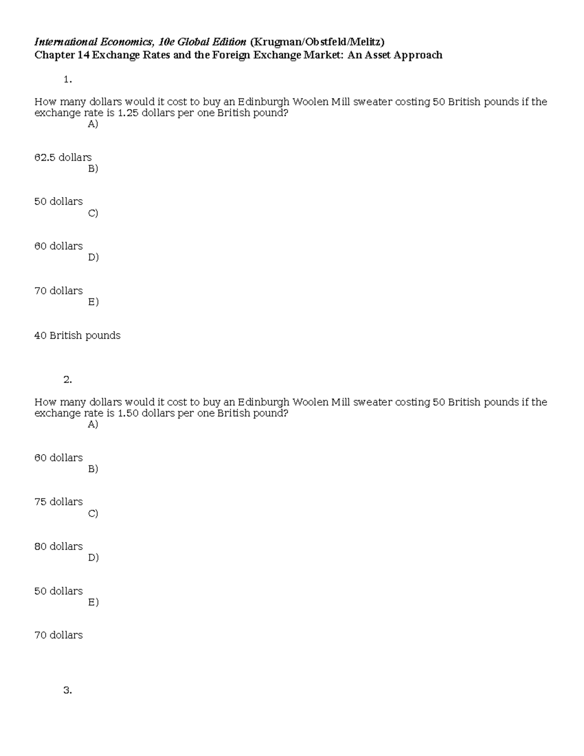 Practice Test 1 - International Economics, 10e Global Edition (Krugman ...