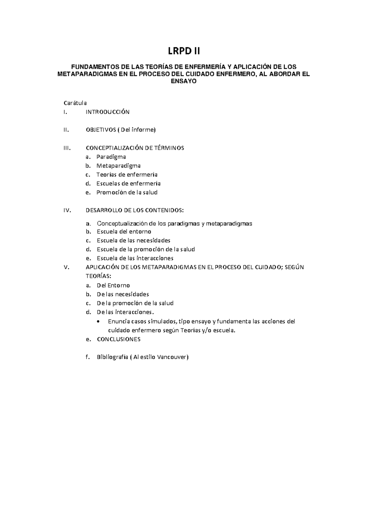 LRPD II - Ayuda - LRPD II FUNDAMENTOS DE LAS TEORÍAS DE ENFERMERÍA Y ...