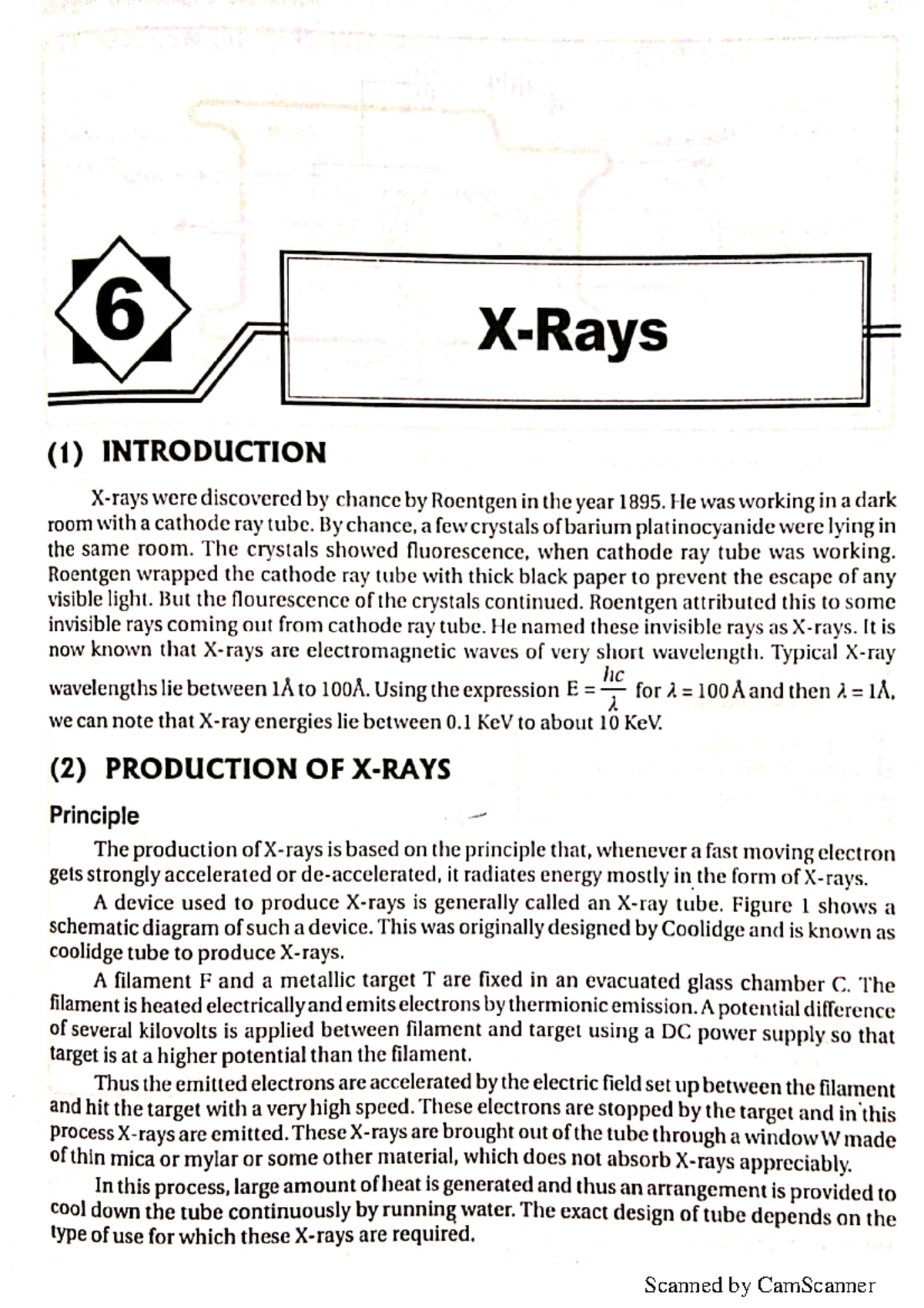 CH 6 - X-RAYS - These are the notes given by our professor. Go through ...