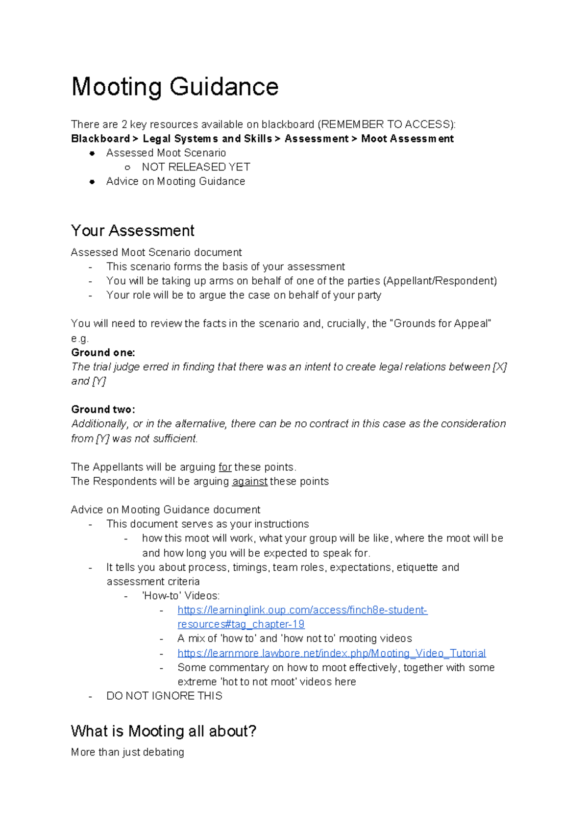 Mooting Prep + Tips - Mooting Guidance There are 2 key resources ...