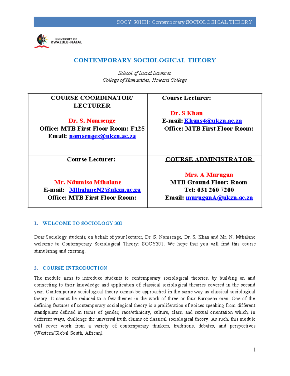 Socy301 Course Outline 2024 - CONTEMPORARY SOCIOLOGICAL THEORY School ...