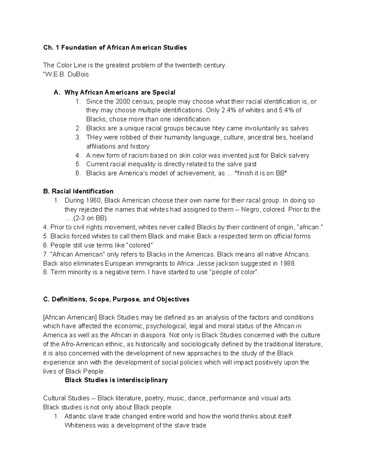 Intro to Black Studies - Foundation of African American Studies - Ch. 1 ...