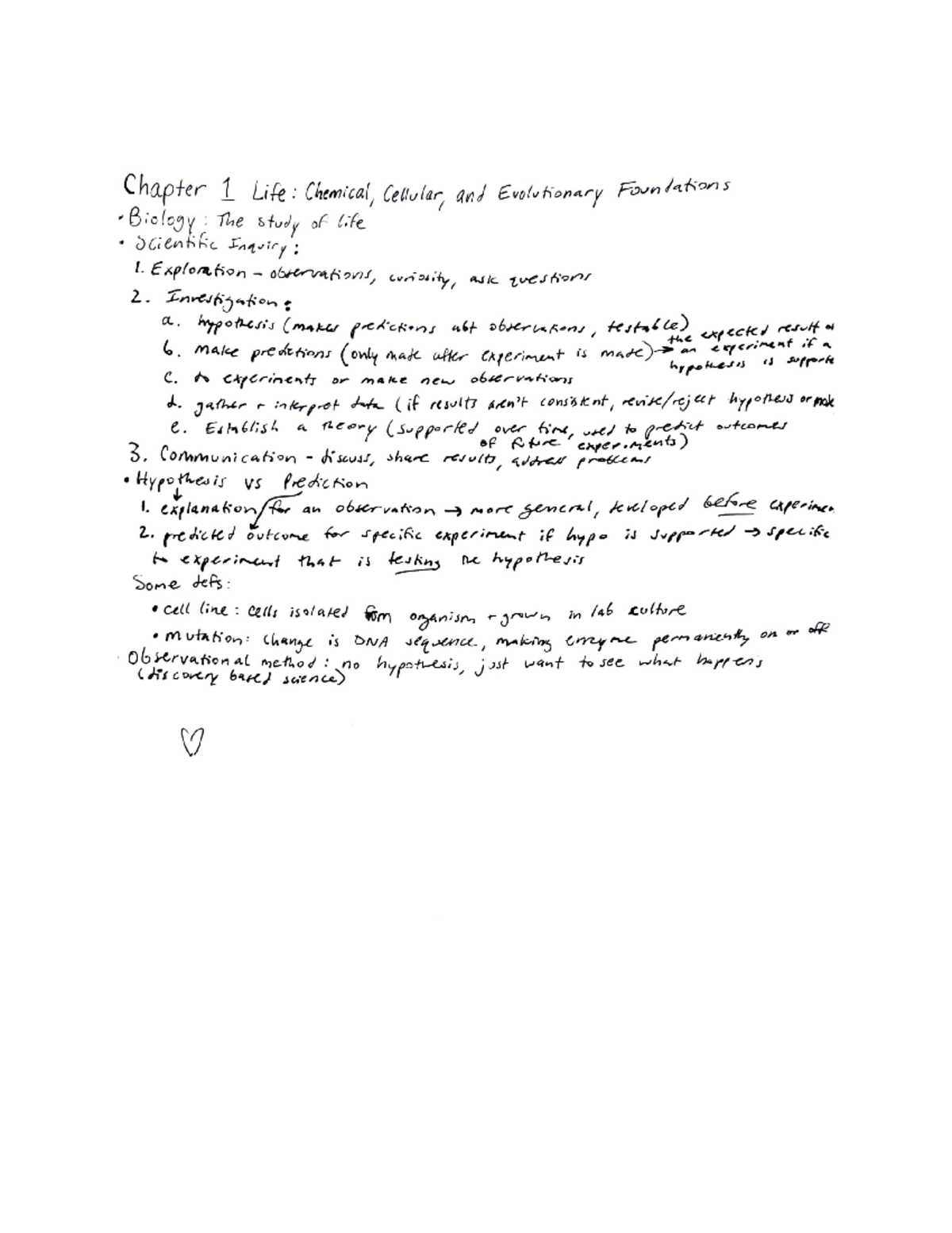 Foundations of Biology Chapter 1 Notes - BIOL 1107 - Studocu