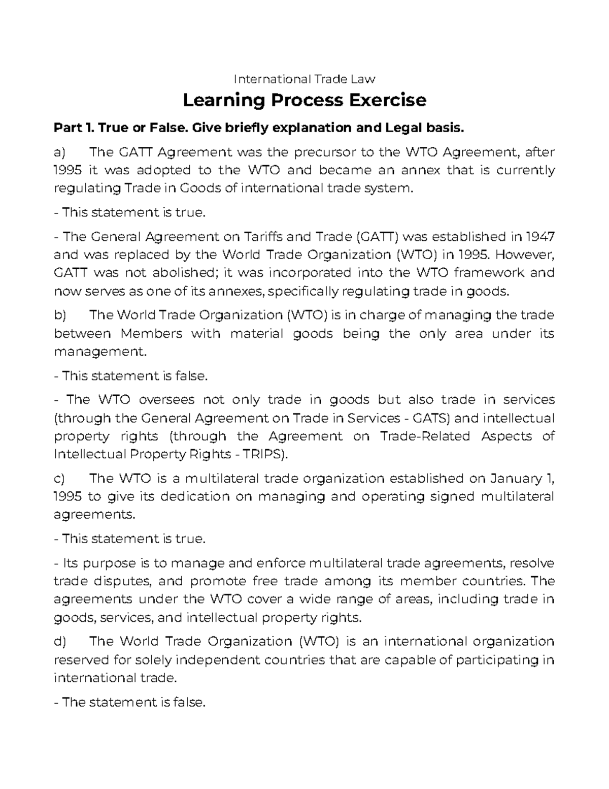 Group 1 - Learning process exercise.docx - International Trade Law ...