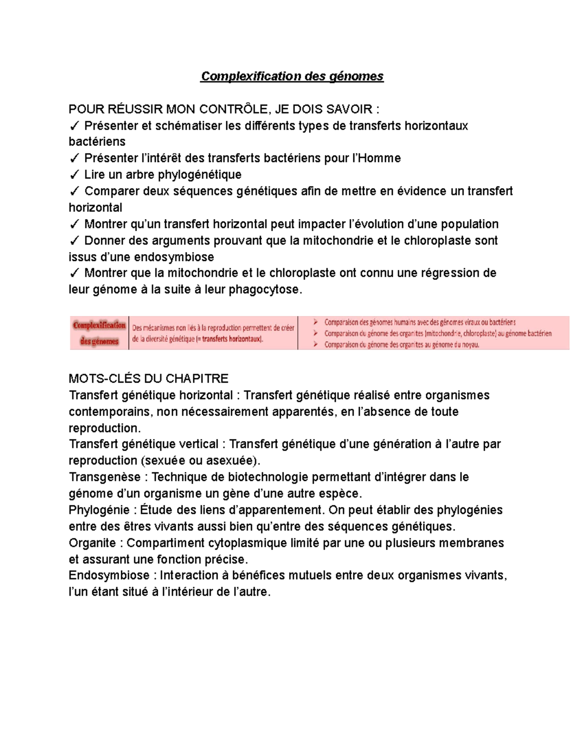 Complexification des génomes - Complexification des génomes POUR ...