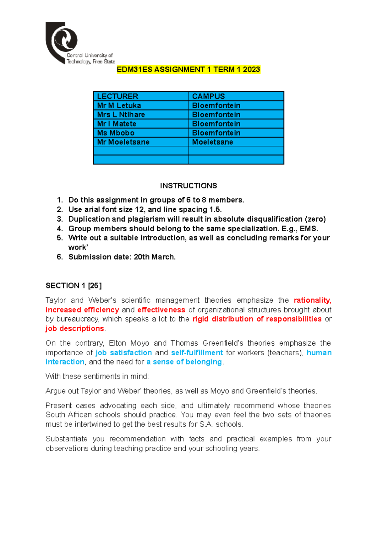EDM31ES Assignment 1 - EDM31ES ASSIGNMENT 1 TERM 1 2023 INSTRUCTIONS Do ...