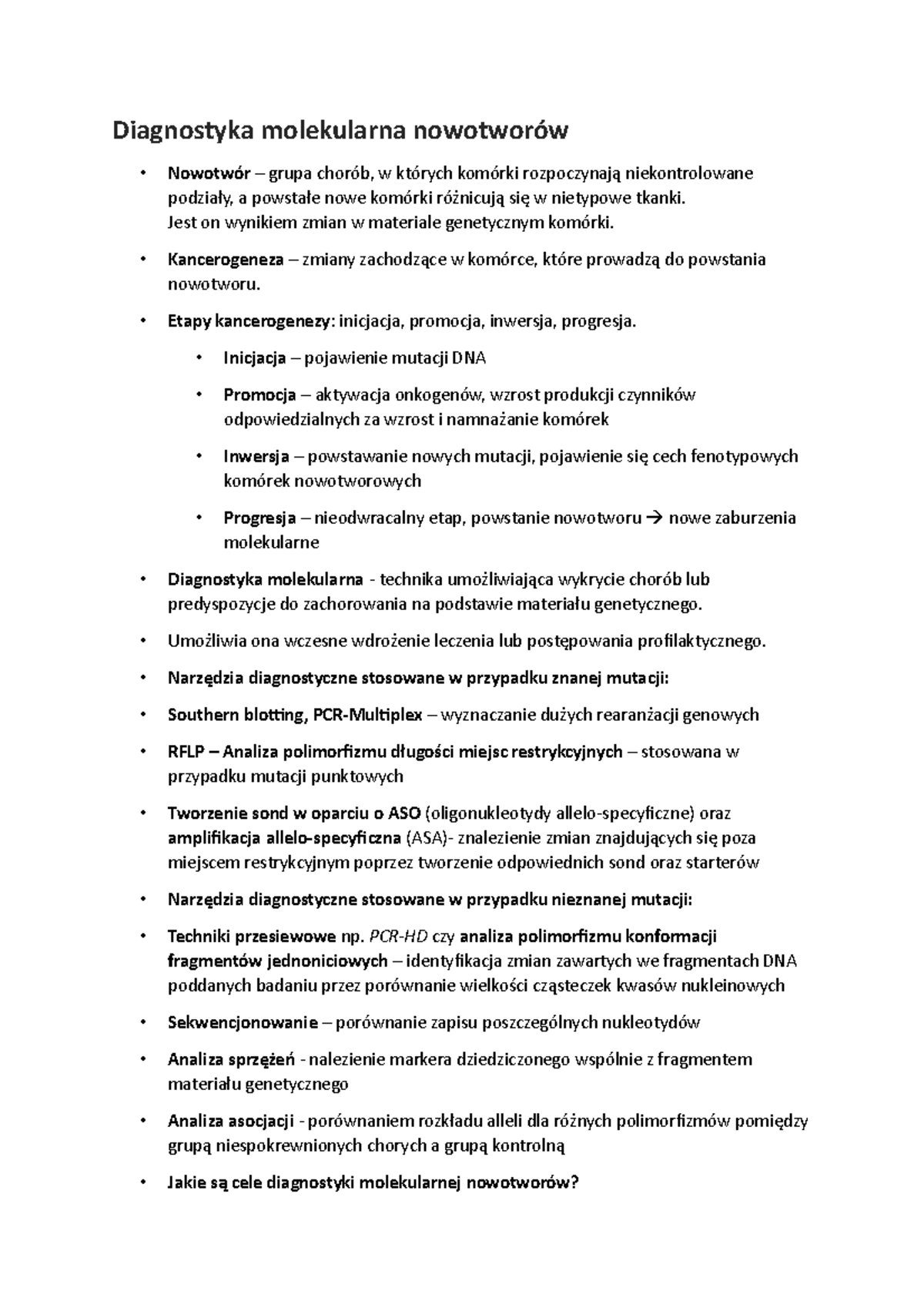 Diagnostyka molekularna nowotworów - skrót - Diagnostyka molekularna nowotworów Nowotwór – grupa ...