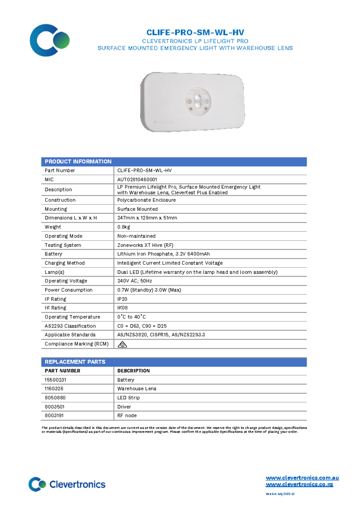 Clife-PRO-SM-WL-HV AUT02810460001 - Version: July 2023 - 12 ...