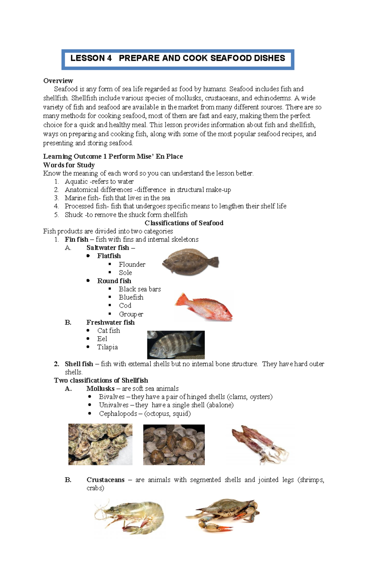 Seafoods-lesson - ezsxdfcgewsdfxcgv - Overview Seafood is any form of ...