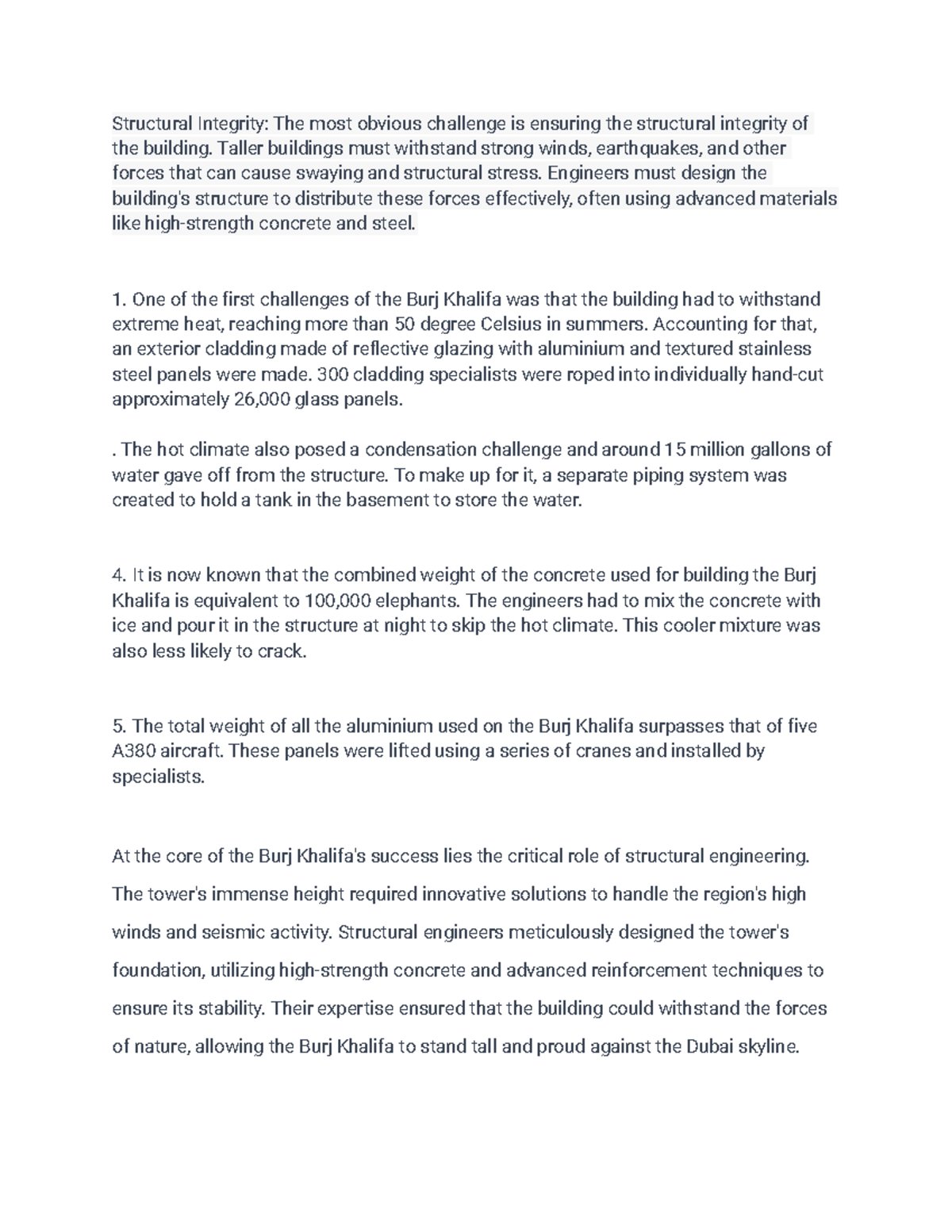 Data for structural challenges - Structural Integrity: The most obvious ...