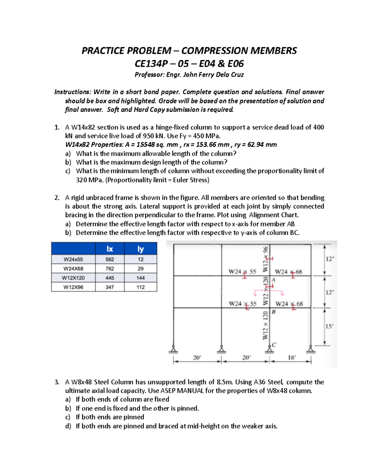 Practice Problem c- Compression Members - PRACTICE PROBLEM ...