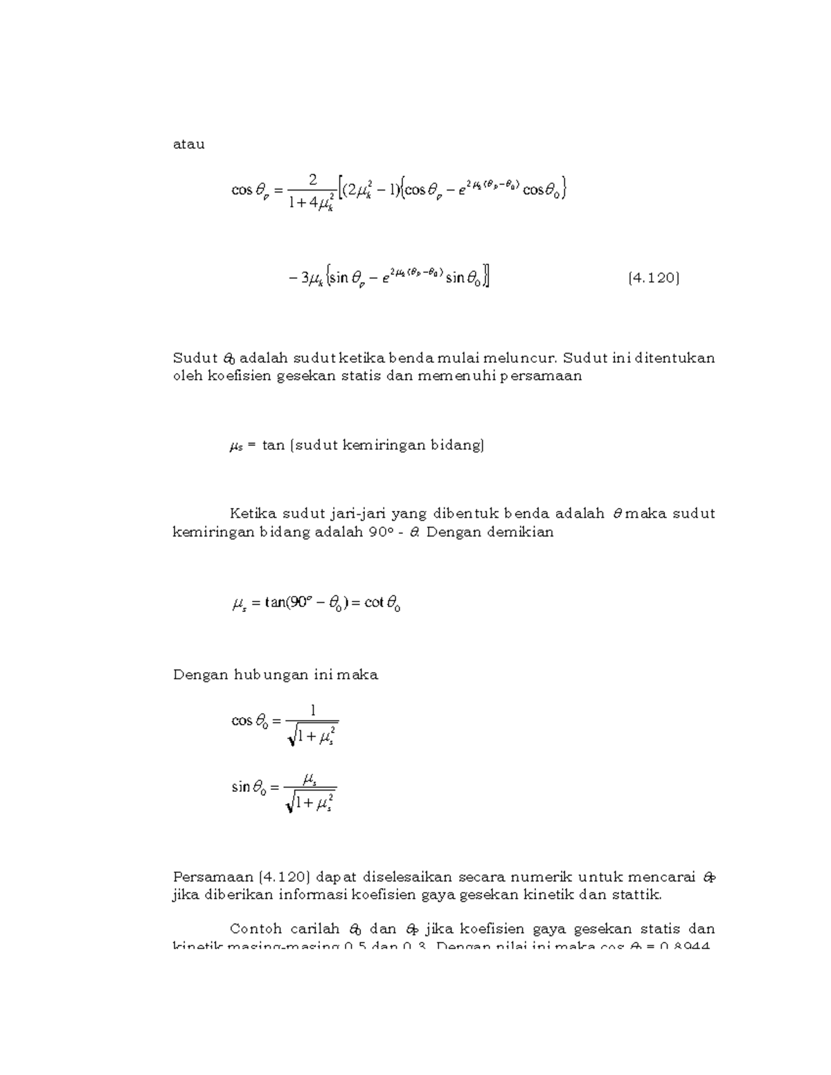 Catatan Fisika Dasar I (76) - atau 2 ( 221 ) cos 2 ( )cos 0 1 4 2 cos 0 ...
