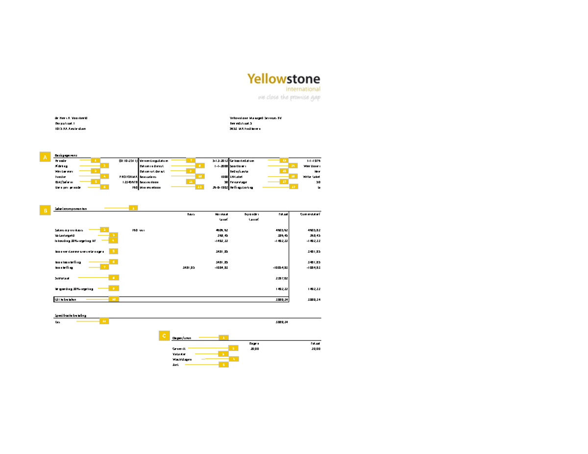 Loonstrook explanation - de Heer A. Voorbeeld Yellowstone Managed ...