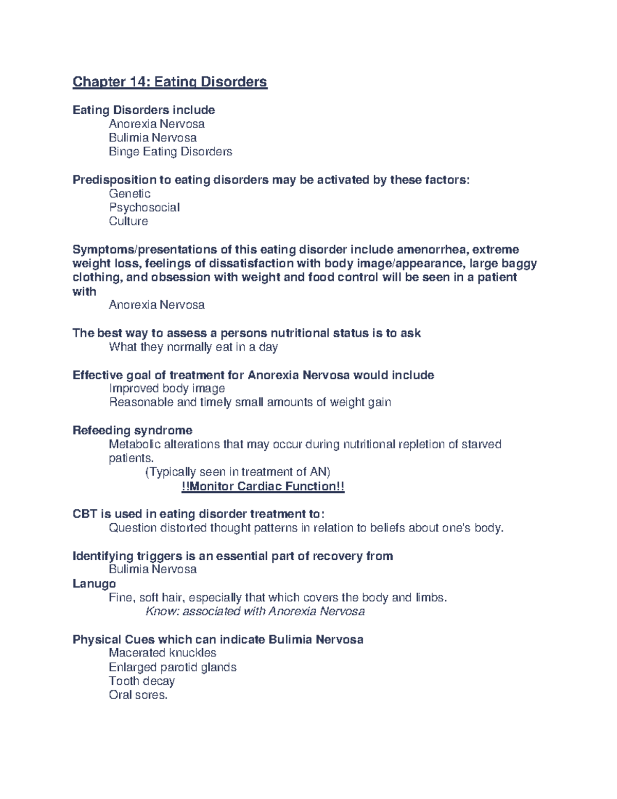 Chapter 14 Eating Disorders - Chapter 14: Eating Disorders Eating ...