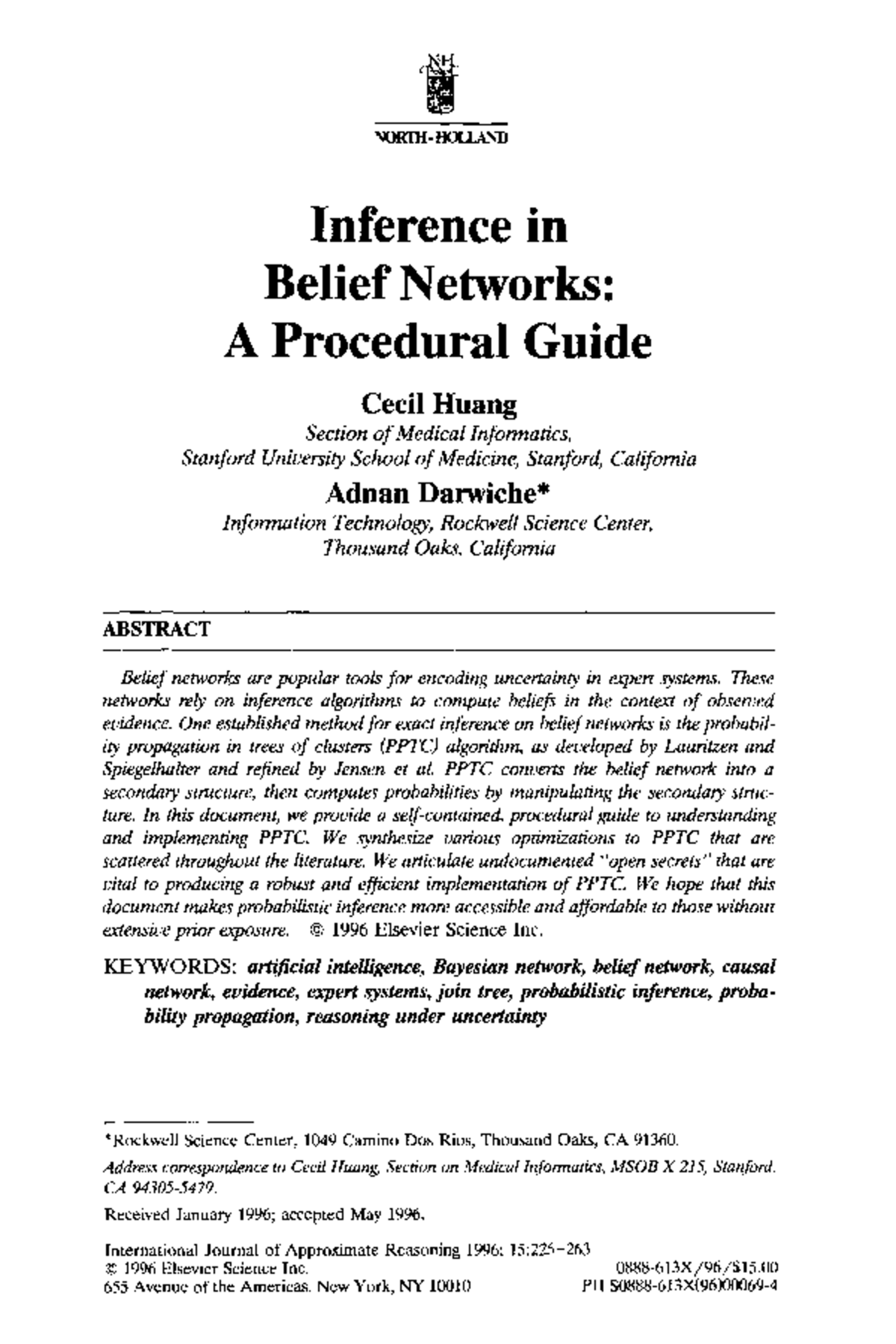 1-s2 - uu789 - NORTH-~ Inference in Belief Networks: A Procedural Guide Cecil Huang Section of ...