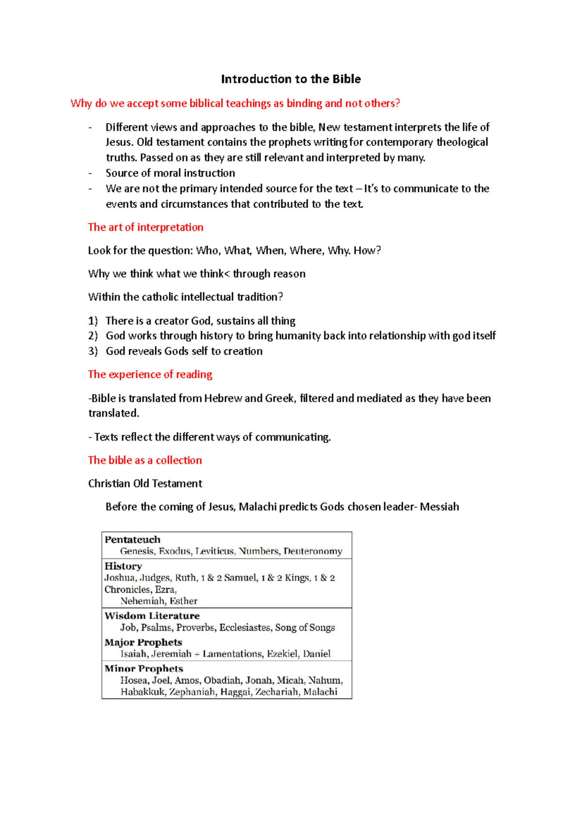 Introduction to the Bible- lecture - Introduction to the Bible Why do ...