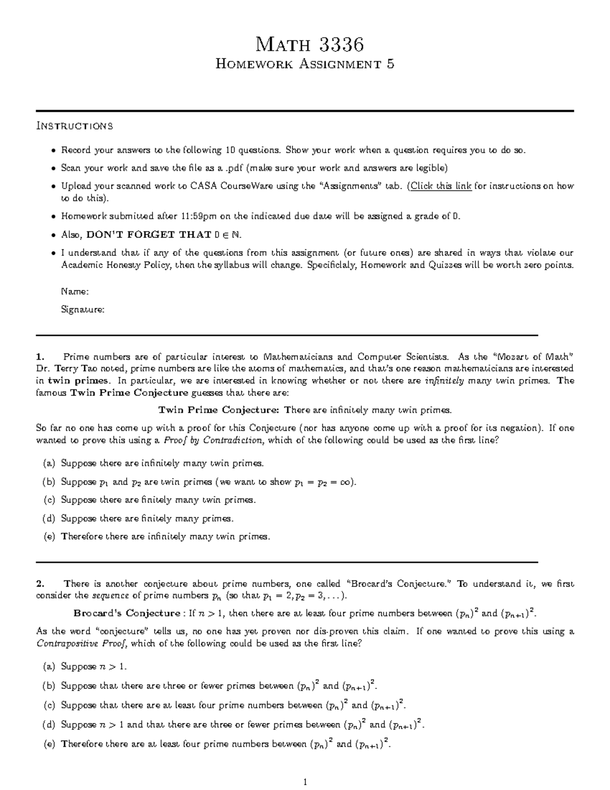 Discrete HW 5 - Drthu - Math 3336 Homework Assignment 5 Instructions ...
