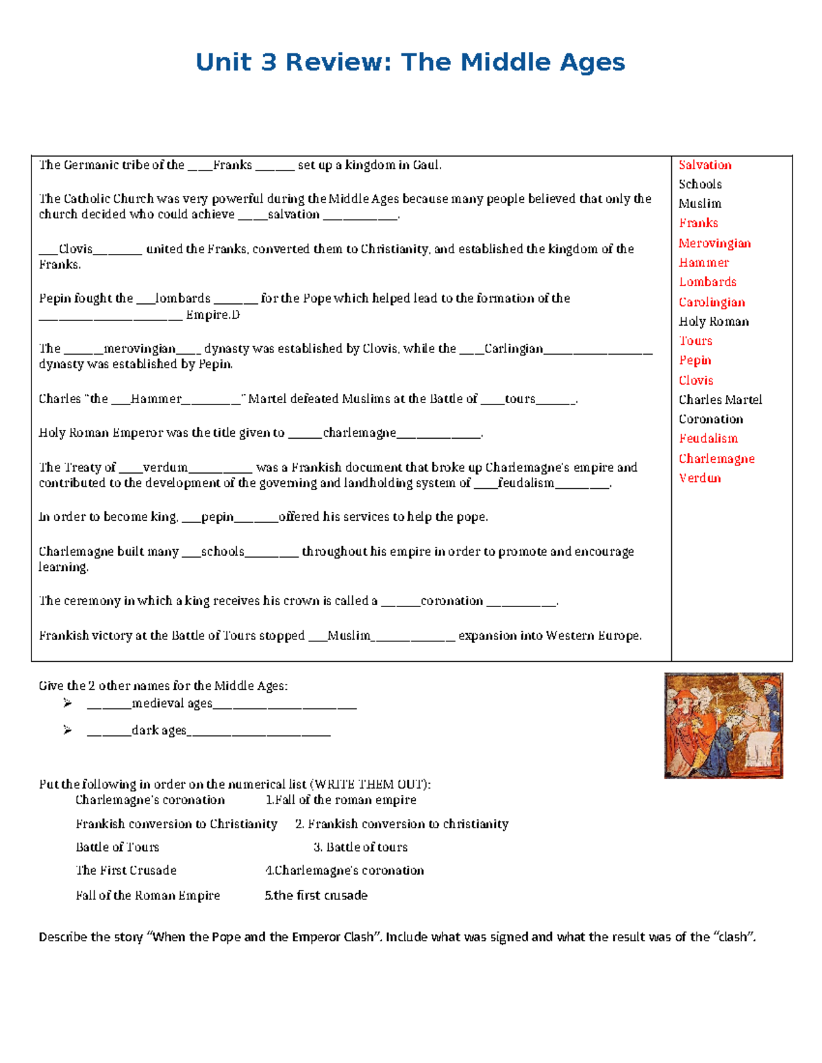 Copy of AKS 36 Review - nn nnn - Unit 3 Review: The Middle Ages The ...