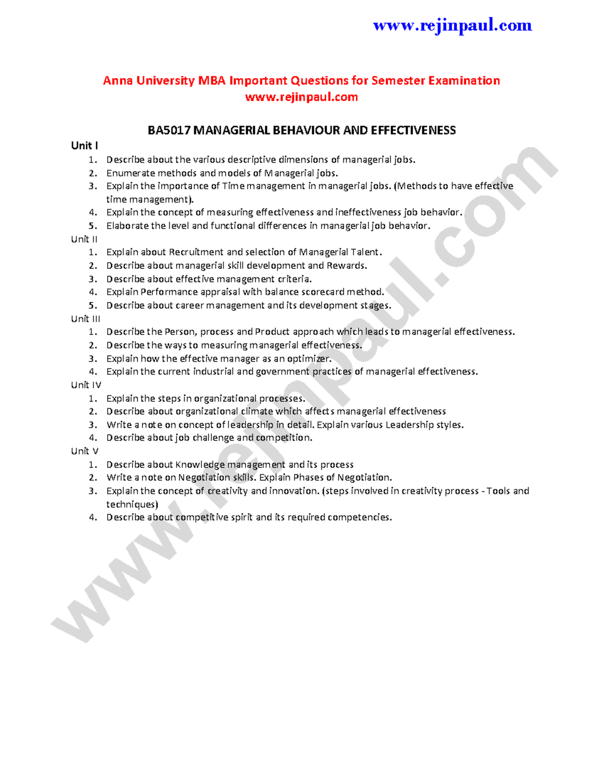 BA5017 Mangerial Behaviour and Effectiveness-unlocked - rejinpaul Anna ...