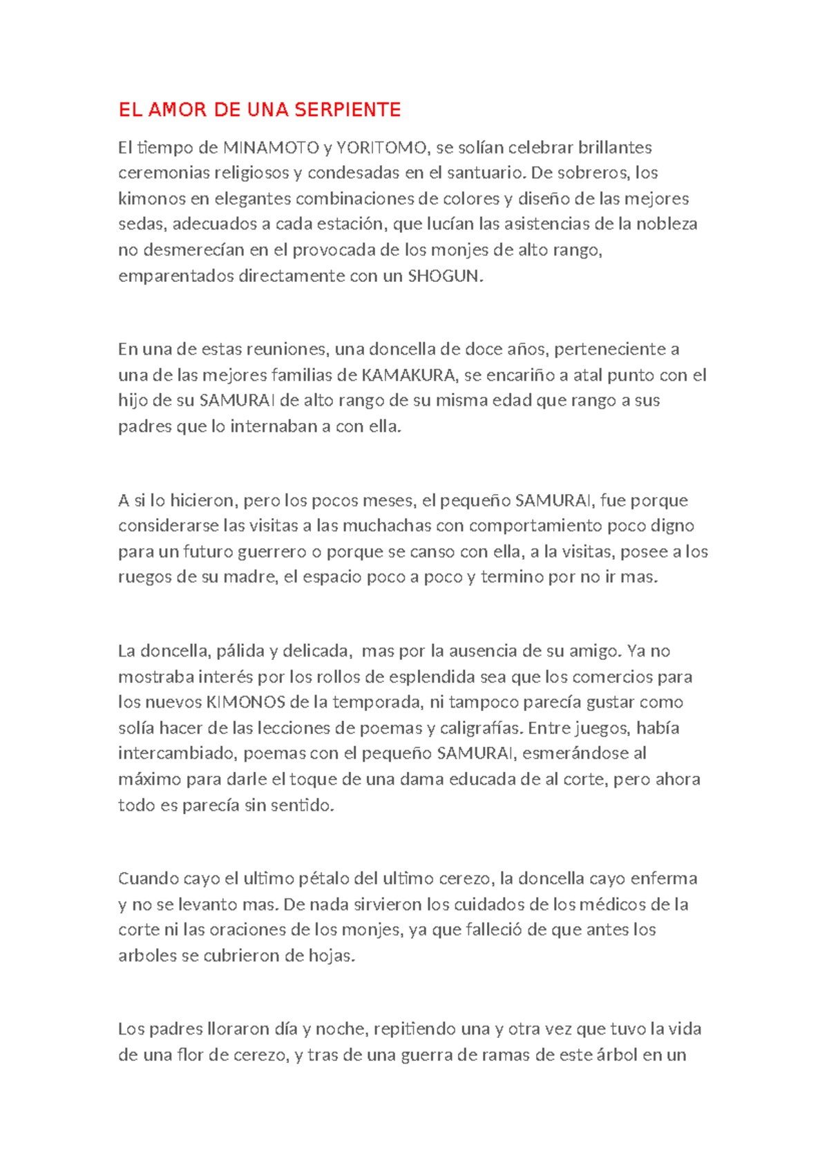 EL AMOR DE UNA Serpiente plan lector - EL AMOR DE UNA SERPIENTE El ...
