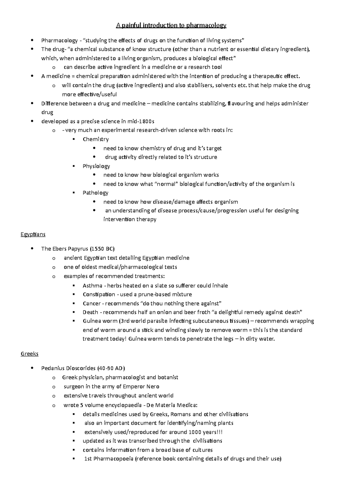 Module 3 Notes - A painful introduction to pharmacology Pharmacology ...