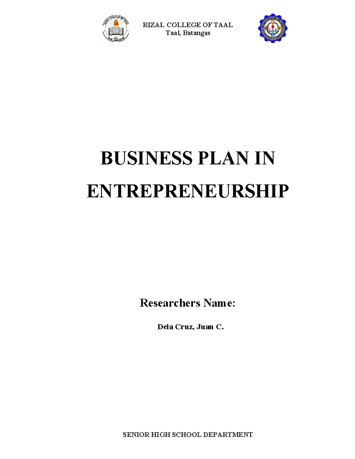 Format- Business-PLAN-IN- Entrep-2023-2024 3 - Taal, Batangas BUSINESS ...