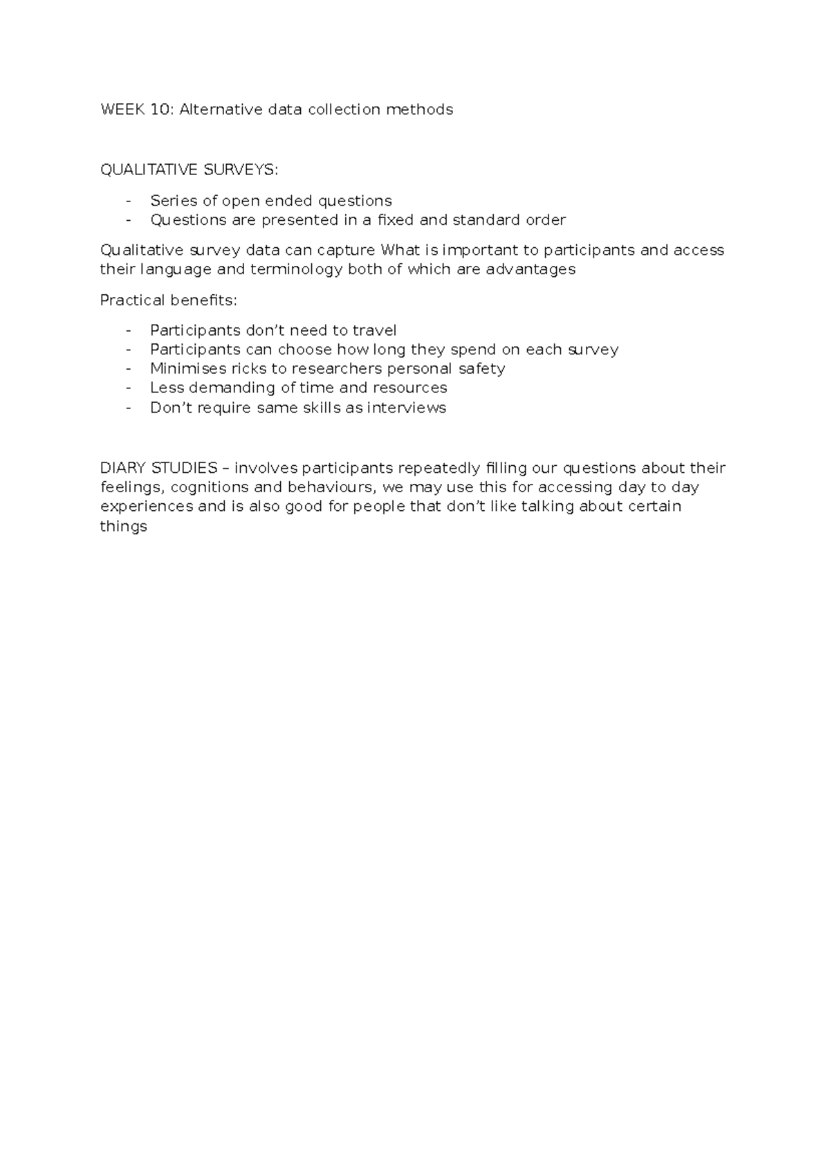 RMA Lecture 10 - WEEK 10: Alternative data collection methods ...