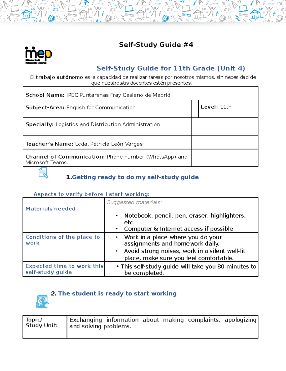 Self Study Guide #4 11th-4 - Self-Study Guide Self-Study Guide for 11th ...