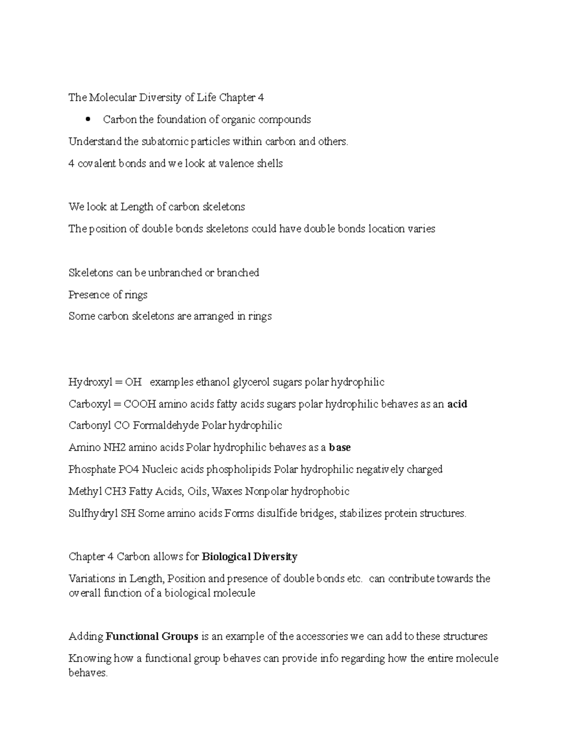 Biology 100 Chapter 4 & 5 Structure & Function of Large Molecules - The ...