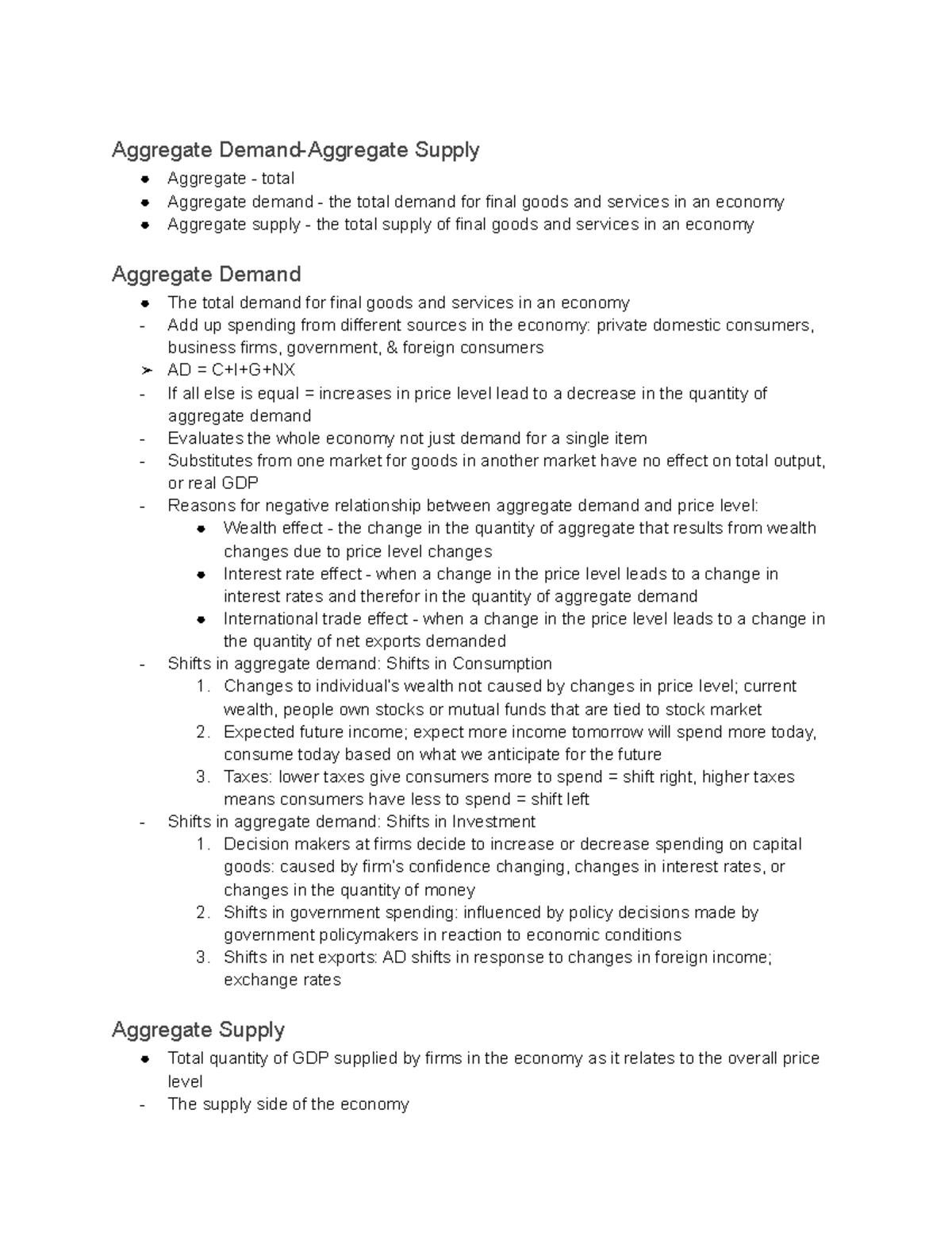 Chapter 21 - Aggregate Demand-Aggregate Supply - Aggregate Demand ...