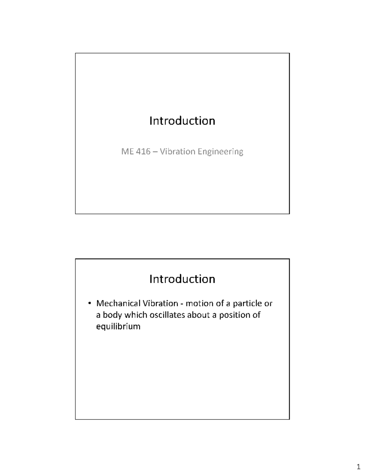 Lecture 1 - Vibration Engineering Introduction - Studocu