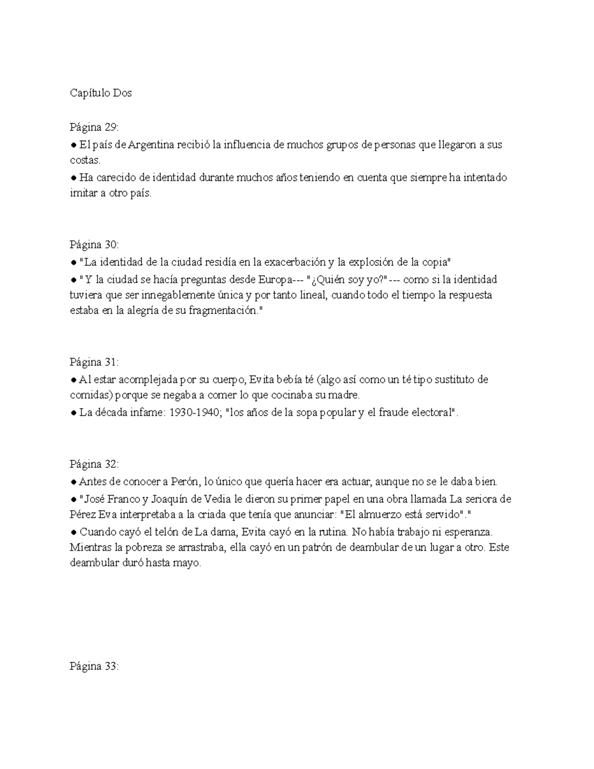Eva Peron Notes Pg 29-47 - Capítulo Dos Página 29: El país de Argentina ...
