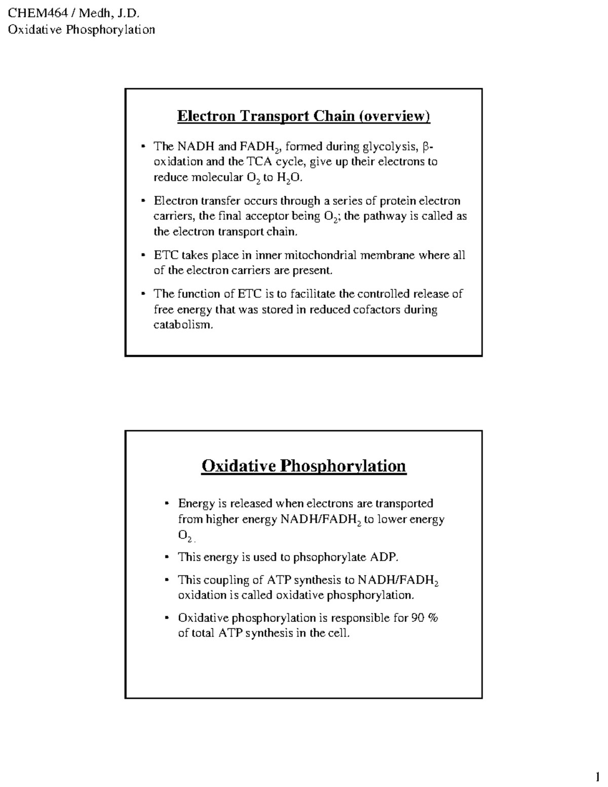 Oxidative Phosphorylation - Oxidative Phosphorylation Electron ...