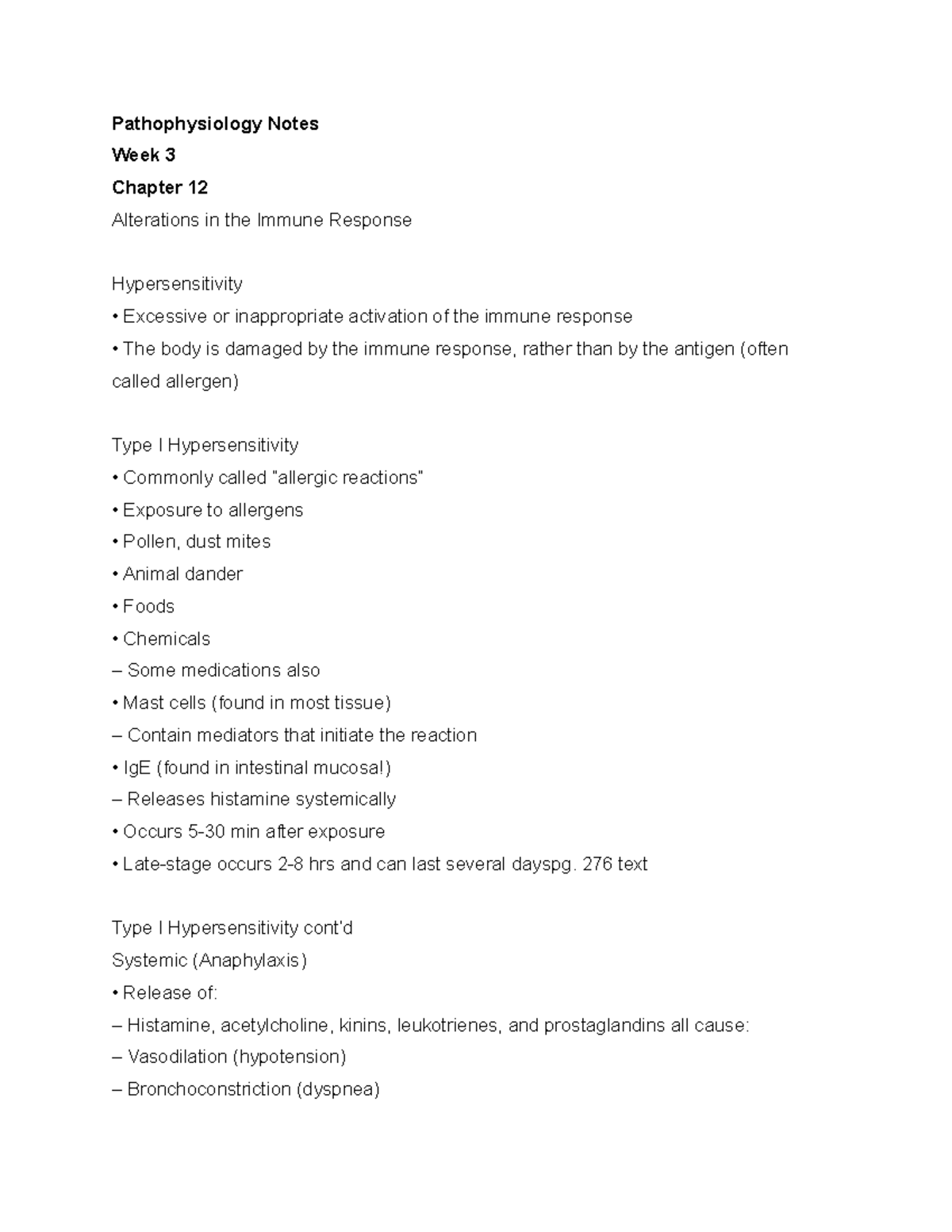 Pathophysiology Notes - Pathophysiology Notes Week 3 Chapter 12 ...