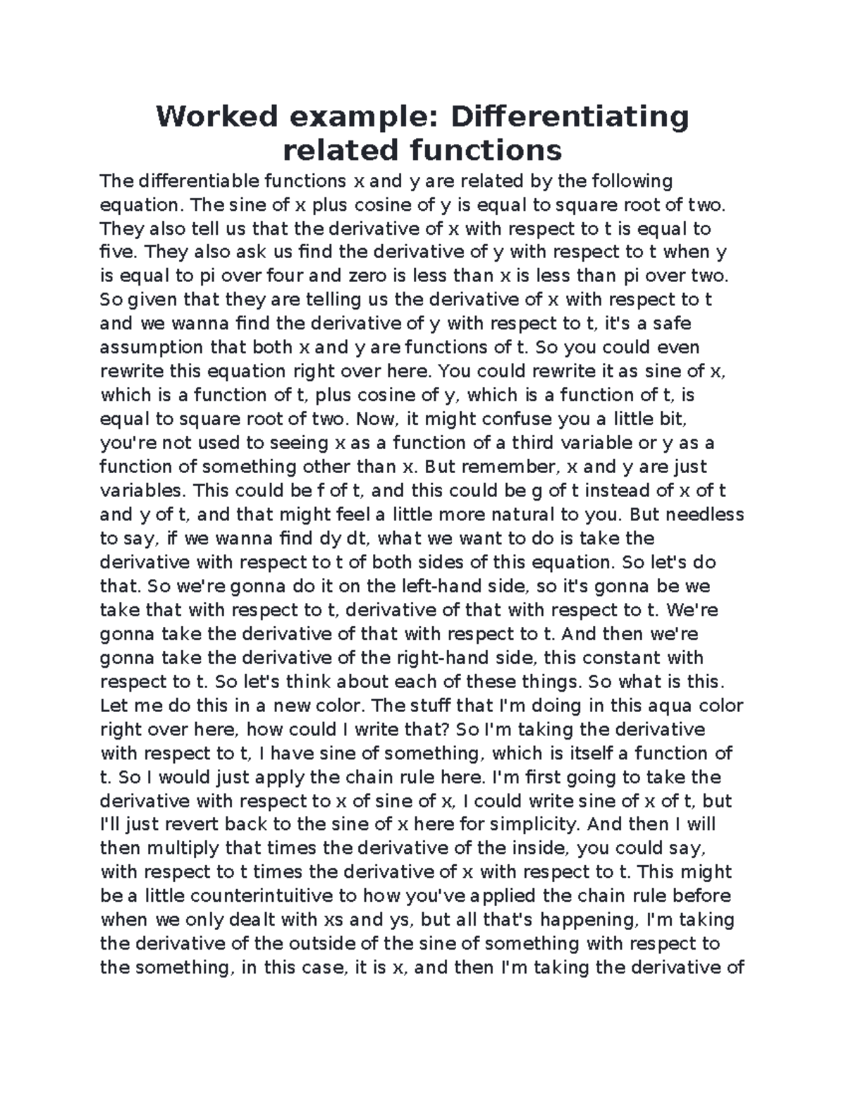 Worked example - Differentiating related functions - Worked example ...