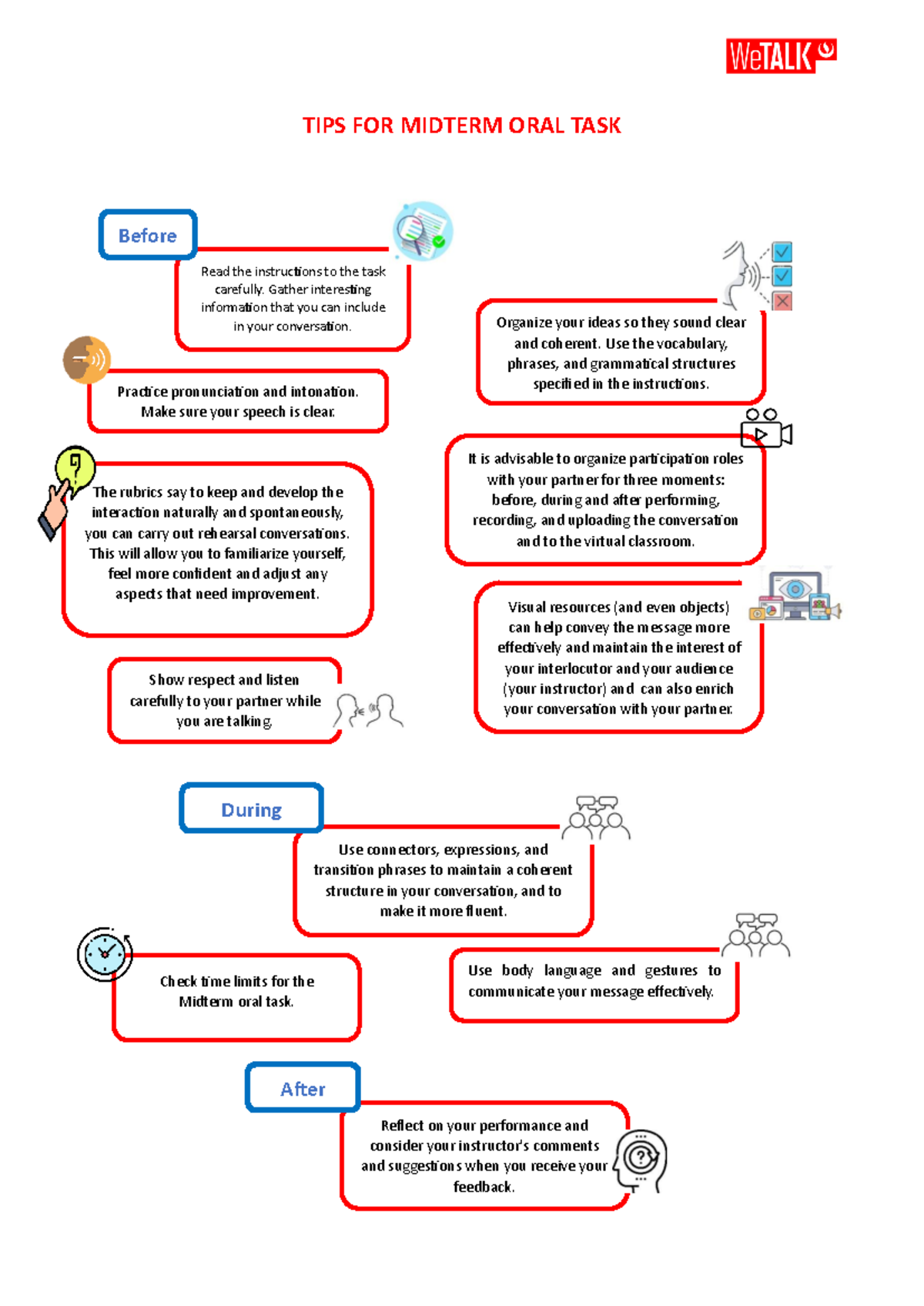 Tips for Midterm Oral Task E3-E5 - TIPS FOR MIDTERM ORAL TASK It is advisable to organize - Studocu