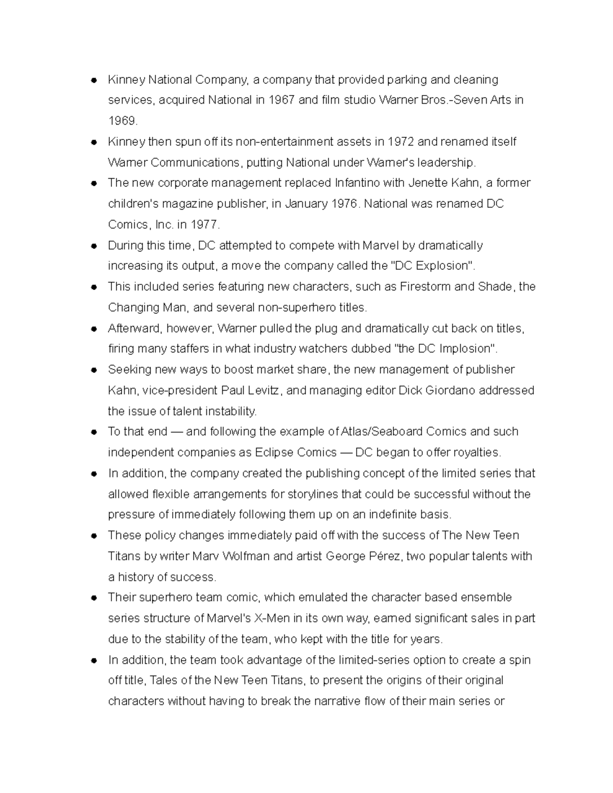 DC 1980s and 1990s - Lecture notes from class - Kinney National Company ...