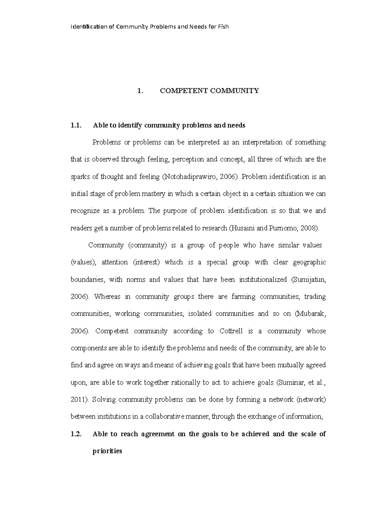 Identification of Community Problems and Needs for Fish - 1. COMPETENT ...