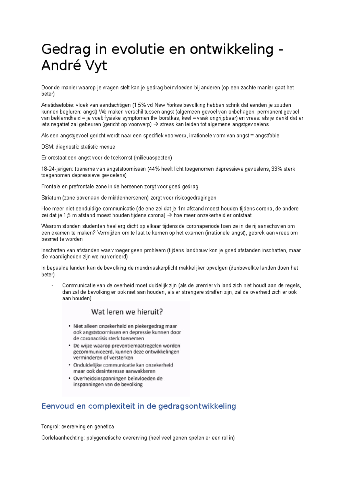 Gedrag in evolutie en ontwikkeling les 27 april - Gedrag in evolutie en ...