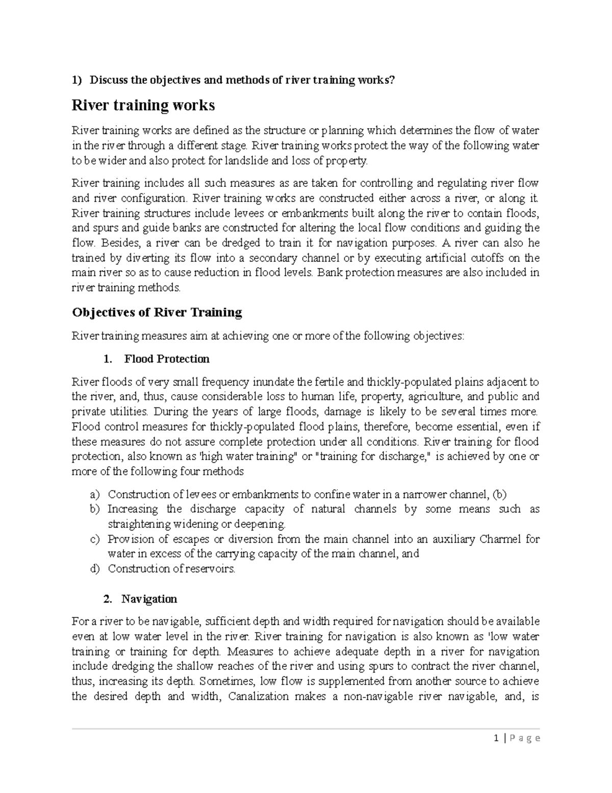 River training works - Foundation engineering - Discuss the objectives ...