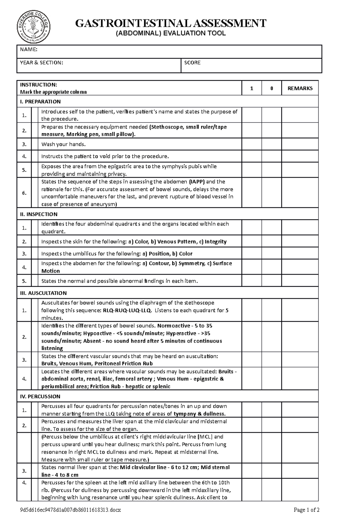 Gastrointestenal Assessment Evaluation Tool edited - GASTROINTESTINAL ...