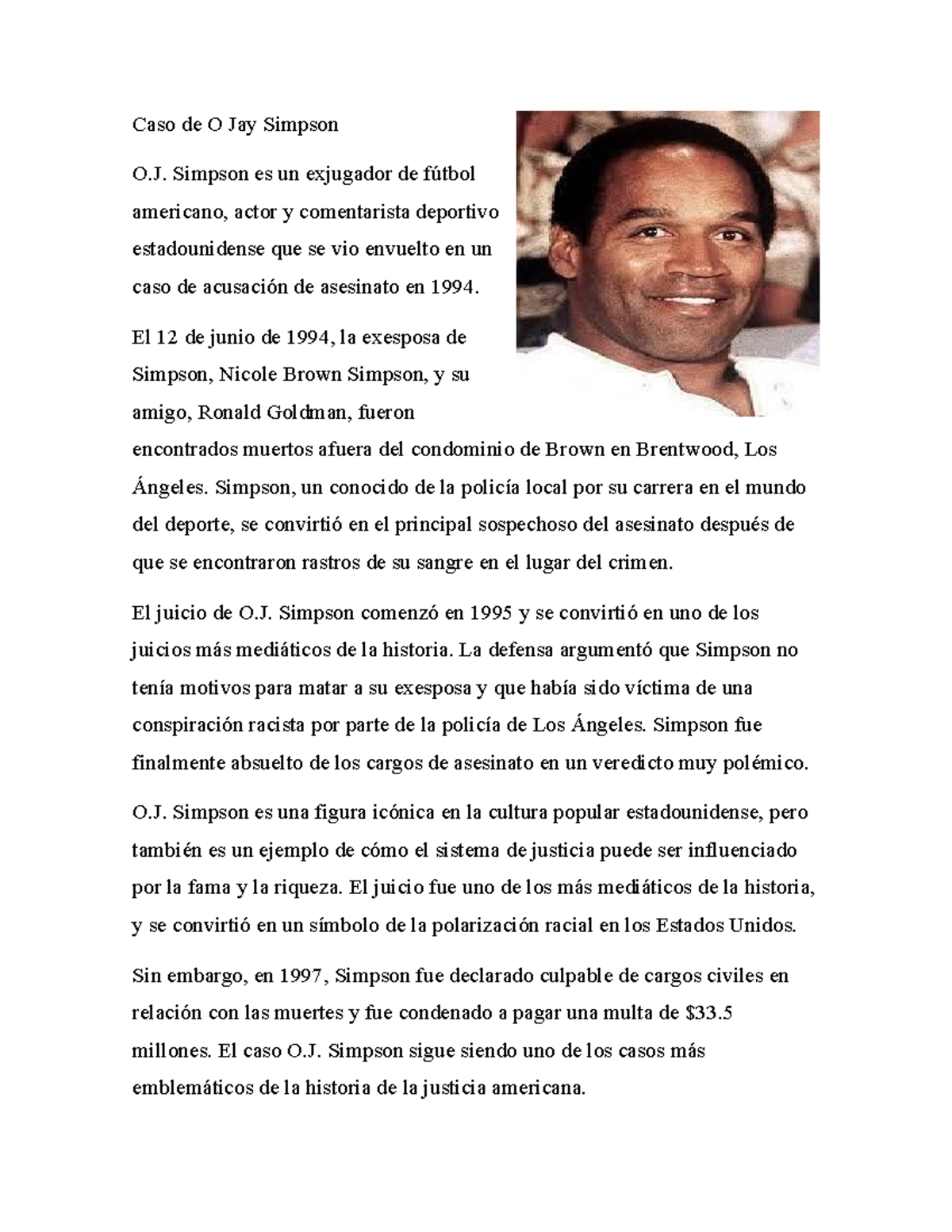Caso de O Jay Simpson - Resumen Histologia - Caso de O Jay Simpson O ...