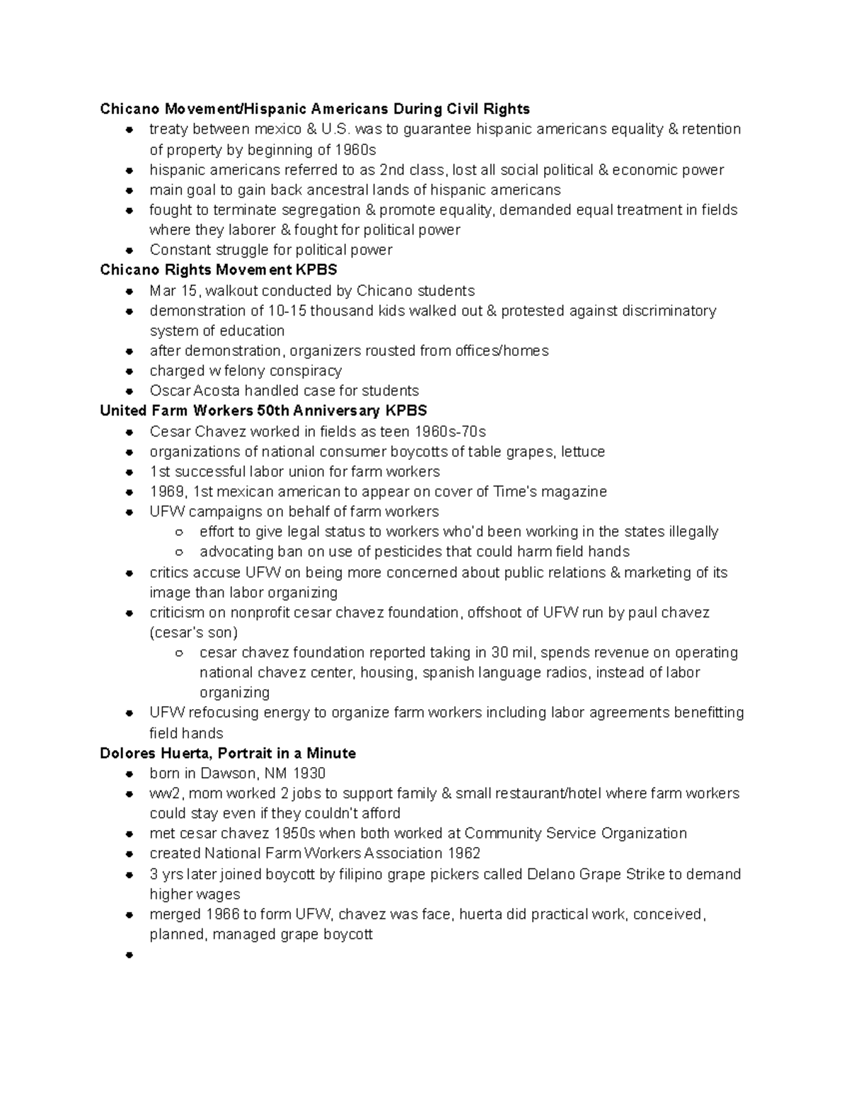 Chicano Movement Video Notes - Chicano Movement/Hispanic Americans ...