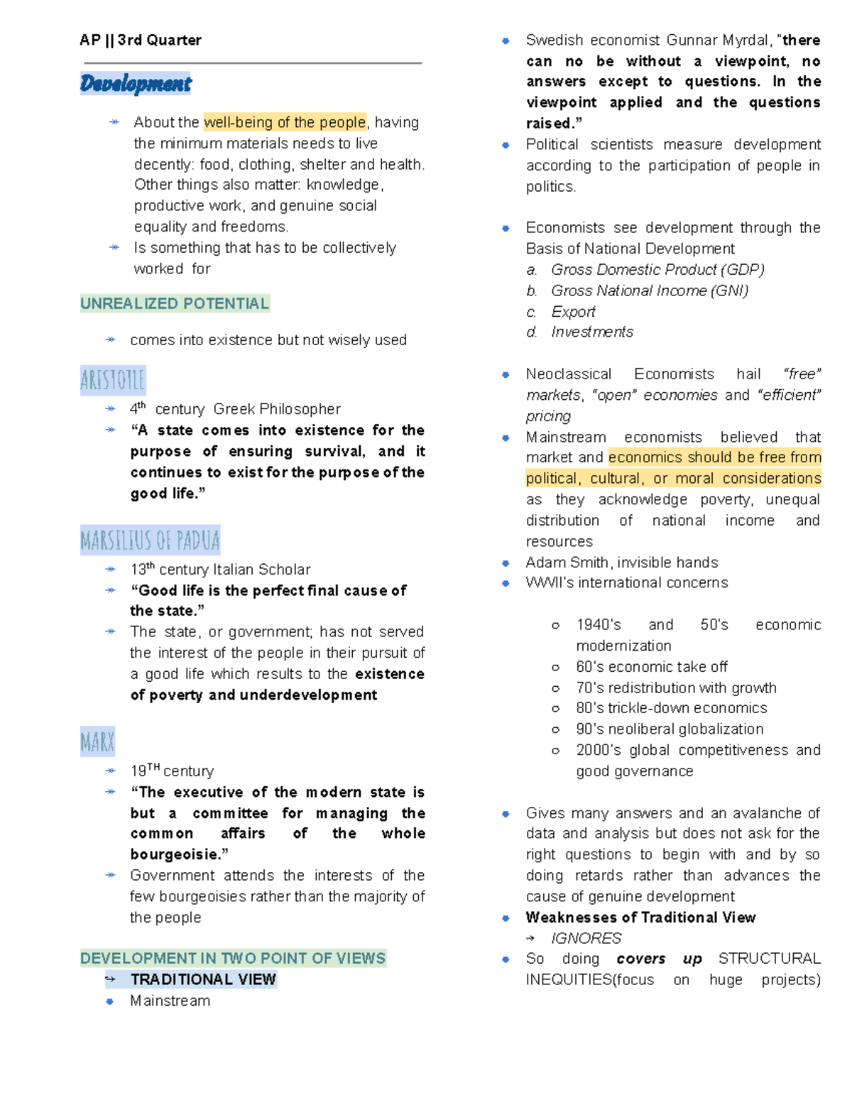 Araling Panlipunan AP 3RD Quarter Development - AP || 3rd Quarter ...