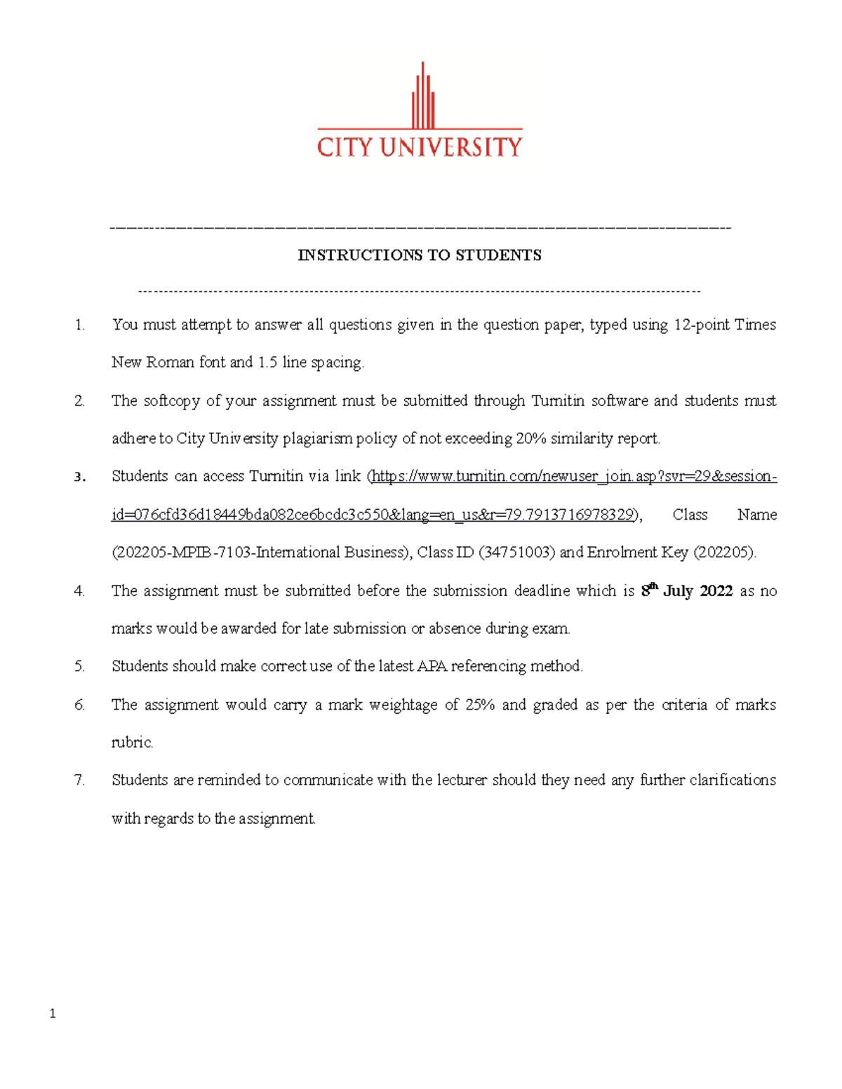 MPIB7103- Group Assignment 2 - INSTRUCTIONS TO STUDENTS You must attempt to answer all questions ...