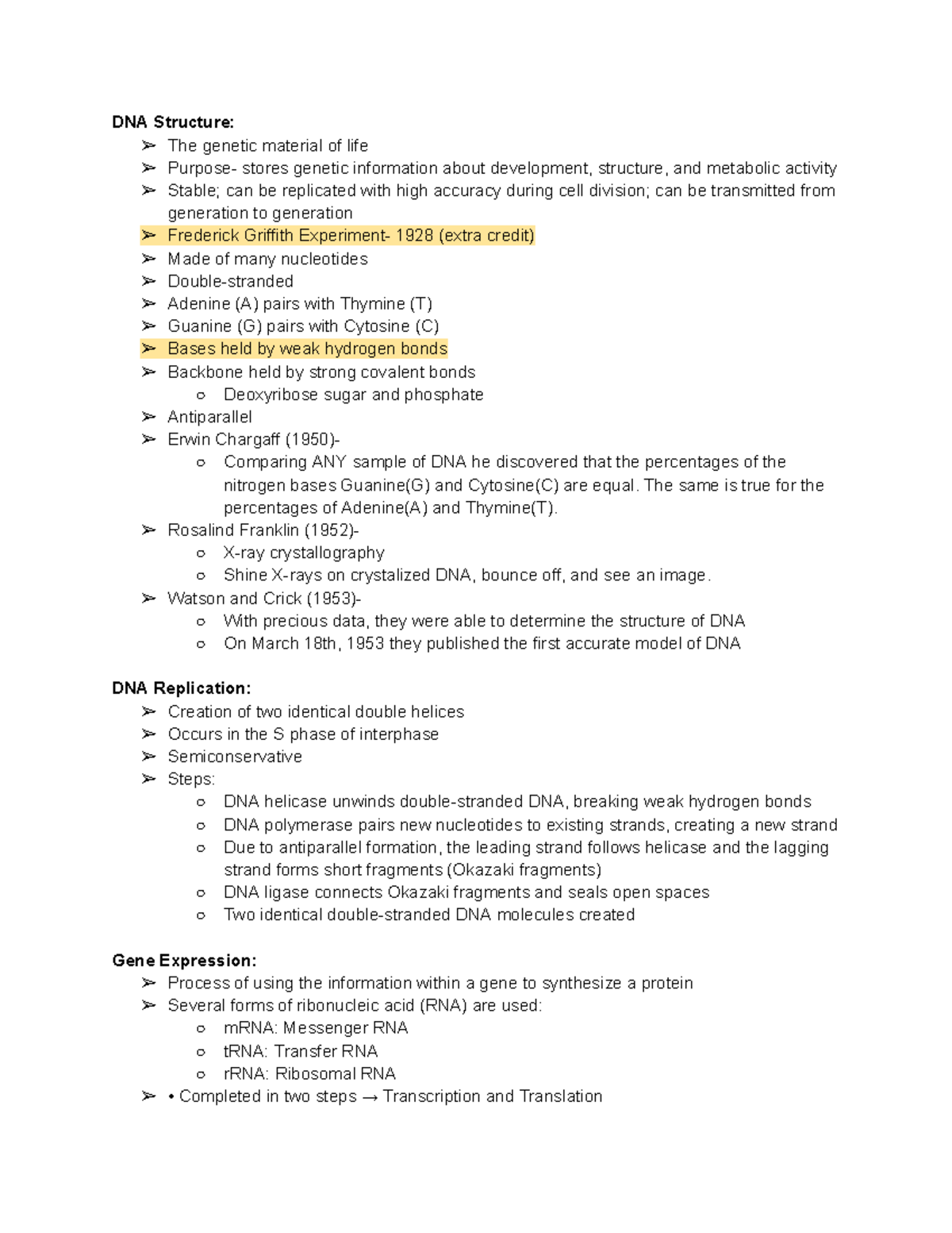 Intro to Bio Chap. 25 DNA Structure and Gene Expression - DNA Structure ...
