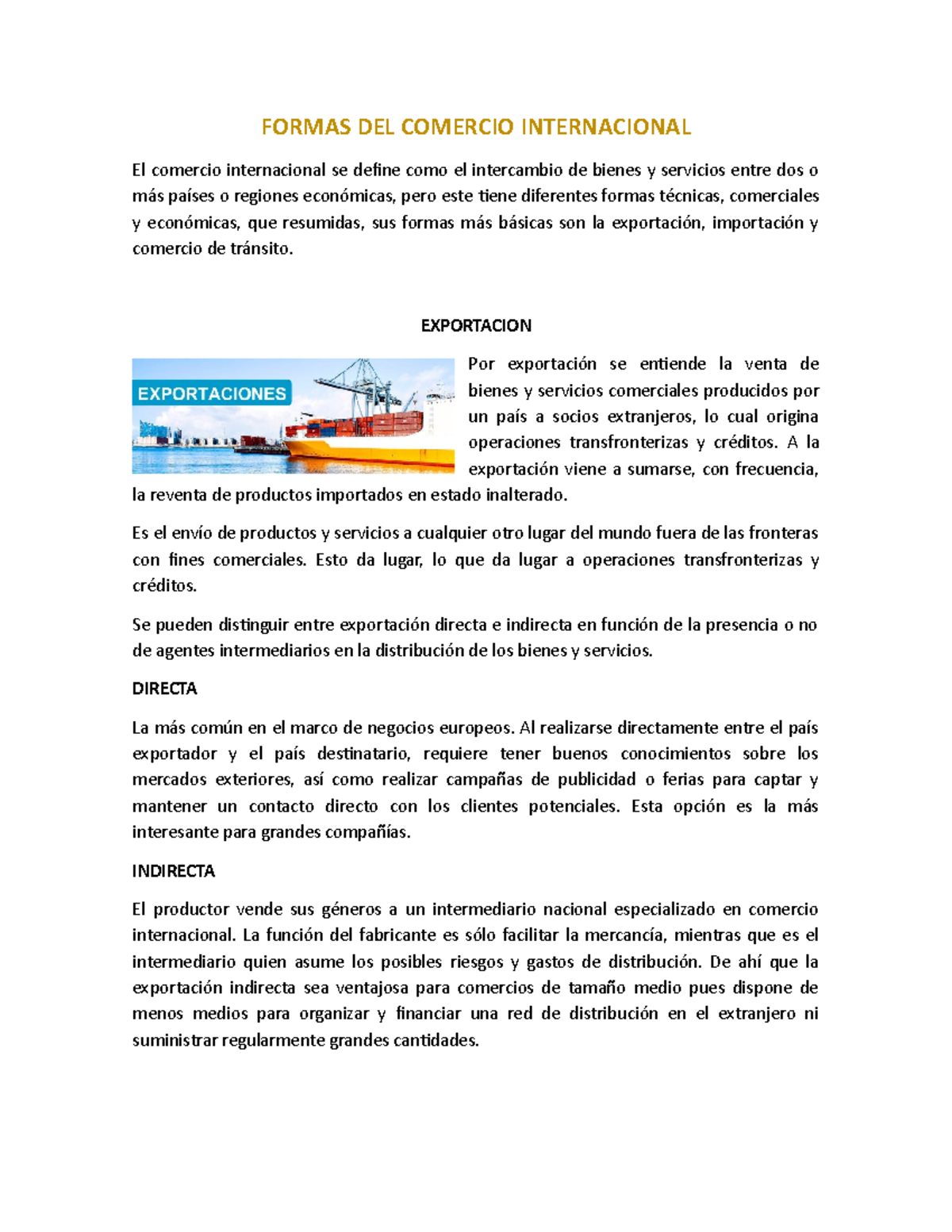 Historia DEL Comercio Internacional - FORMAS DEL COMERCIO INTERNACIONAL ...