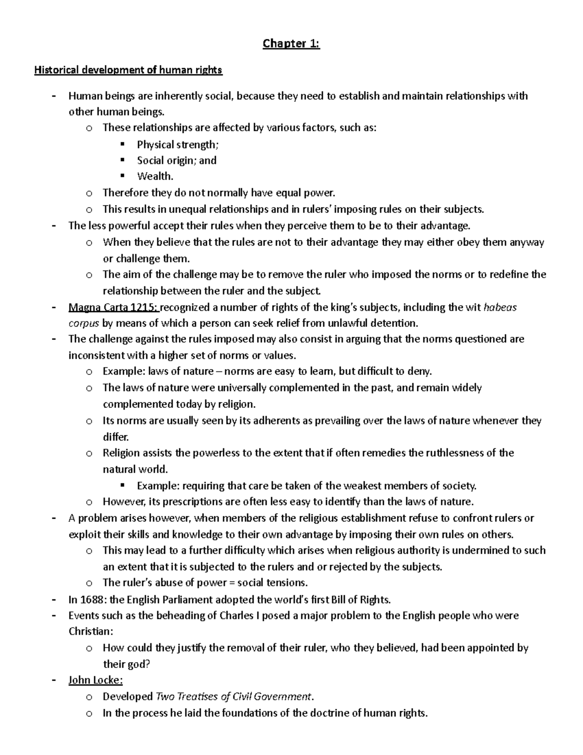 Chapter 1 - LAW students notes and summary to the human rights modules ...